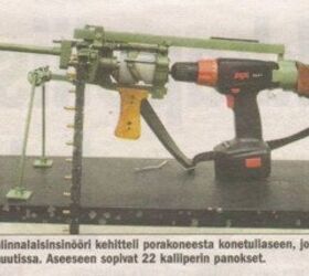 Finn invents electric drill powered machine gun | thefirearmblog.com